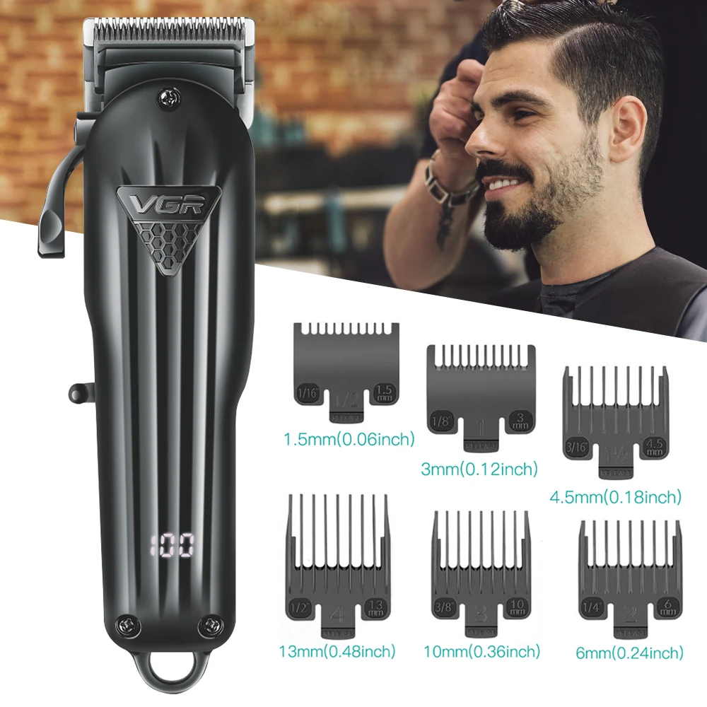 Recarregável vgr profissional máquina de cortar cabelo aparador de pêlos para homens máquina de ...