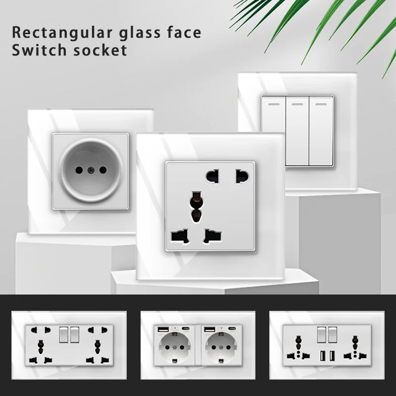 EU/UK/RU Russian Standard Wall Socket With USB Type-c Interfaces Light ...