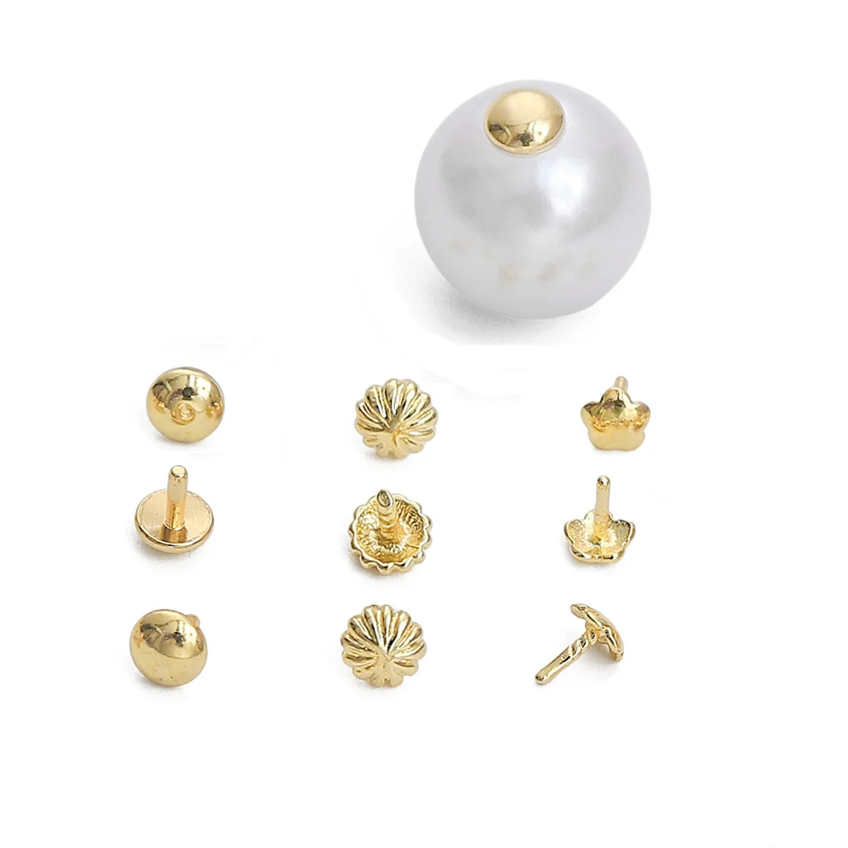 10pcs 14K Gold Plated Copper Bead Cap Nails, Pearl Hole End Caps ...