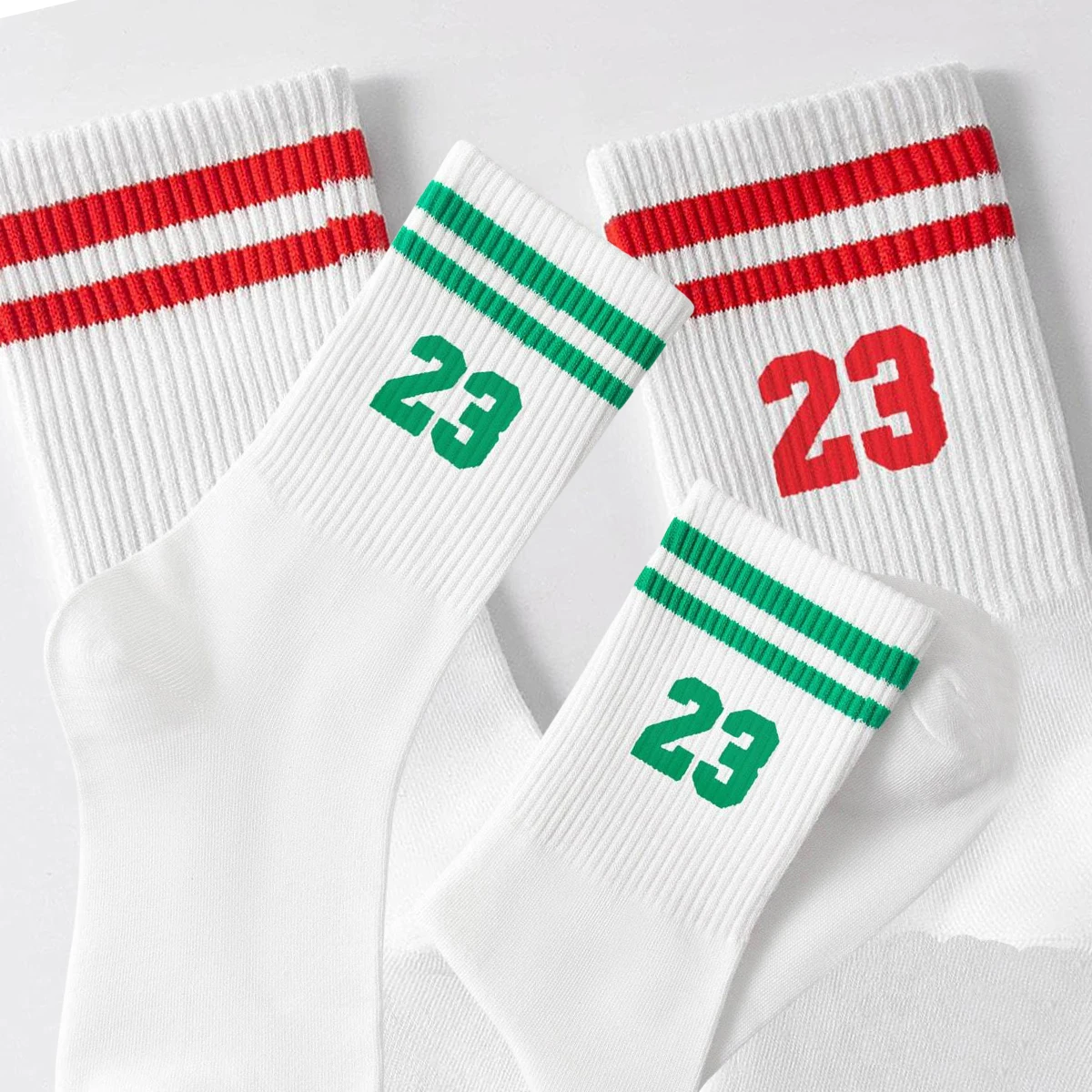 5/10/20 Pairs Men's Crew Socks, Number 23 And Stripe Design, Anti-odor ...