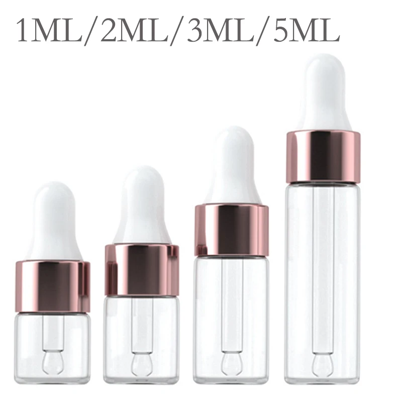 100-Pcs-Rose-Gold-Sample-Dropper-Bottles-Clear-Mini-Dropper-Bottles-for ...