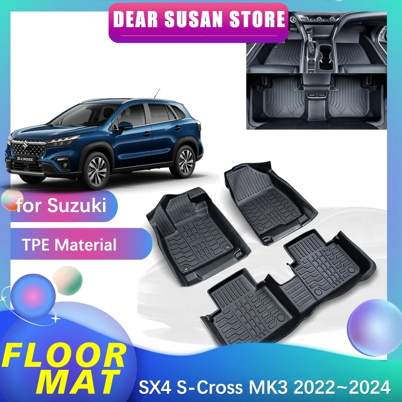 Car Floor Mat for Suzuki SX4 S-Cross MK3 2022~2024 2023 Auto Part Foot TPE Interior Liner Carpet ...