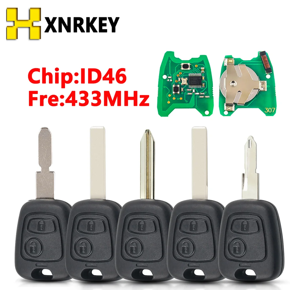 Xnrkey Remote Car Key Id46/pcf7961 Chip 433mhz For Peugeot 307 206 407 ...