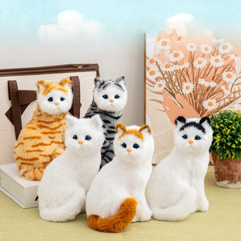 Simulation-Cat-Plush-Toys-Soft-Stuffed-Kitten-Model-Fake-Cats-Realist ...