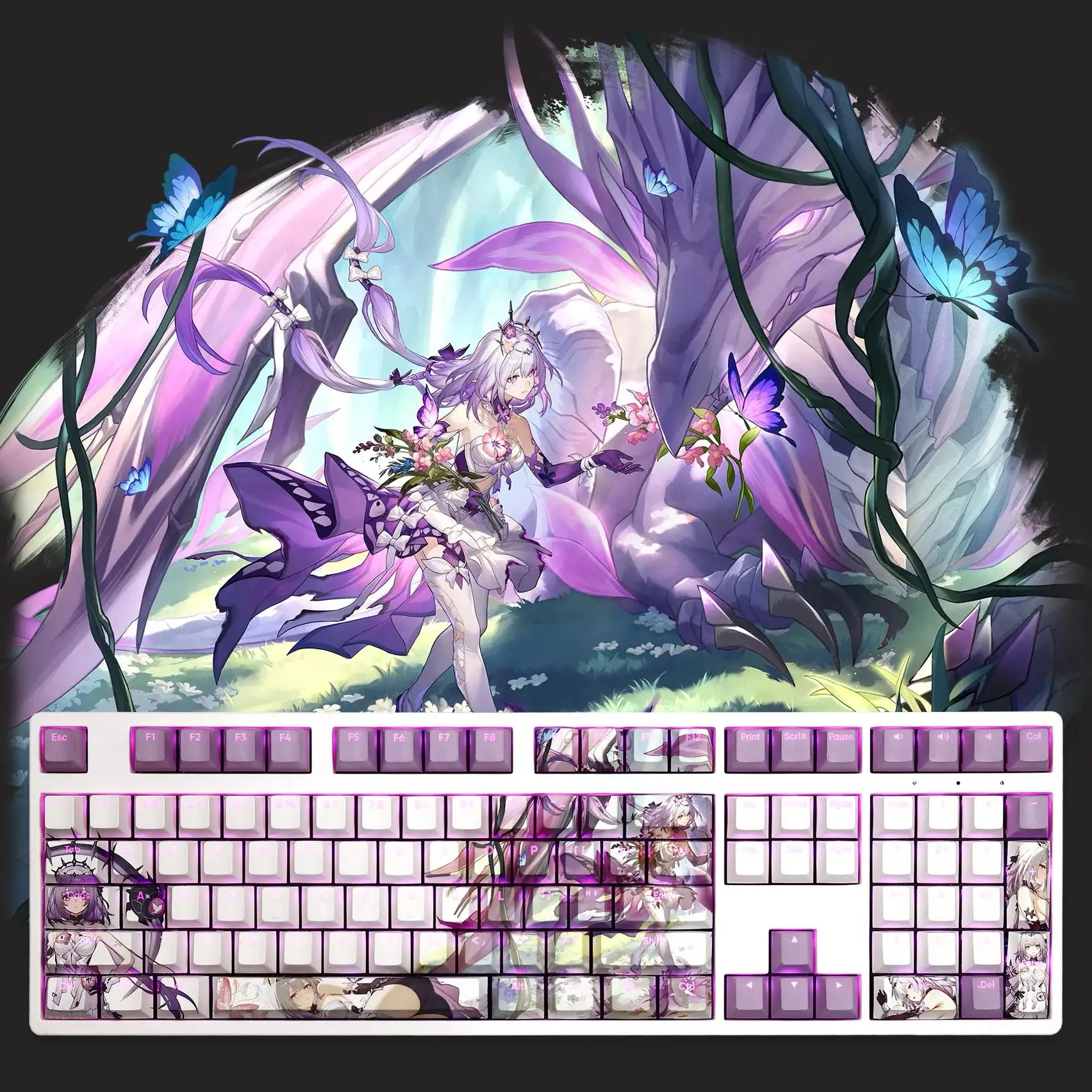 108 Keys/set Honkai Star Rail Castorice Keycap PBT Backlit Keycaps ...