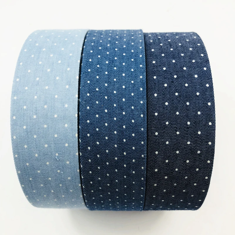 Small-Polka-Dots-Printed-Cowboy-Fabric-Riband-Jeans-Demin-Ribbon ...