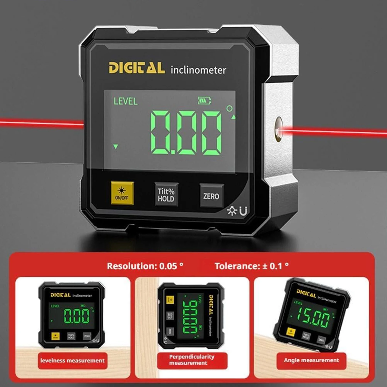 Laser Digital Protractor Inclinometer Level Angle Gauge USB ...