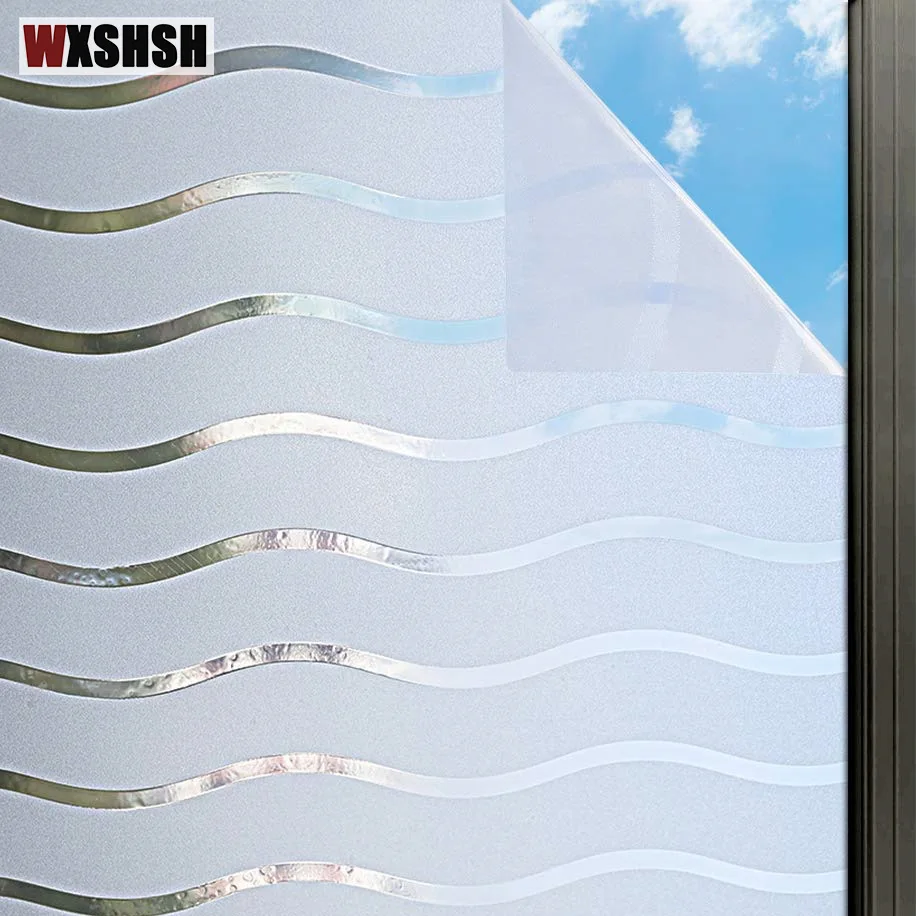 0.6x2m Wave pattern Opaque Frosted Decorative Window Film Static Cling ...