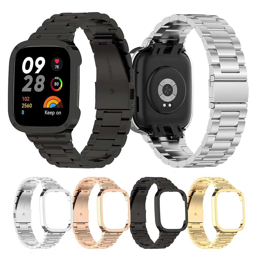 Stainless-Steel-Bracelet-Strap-For-Redmi-Watch-4-Replacement-Metal ...