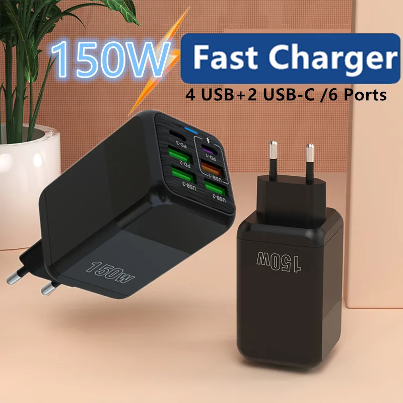 150W-USB-C-PD-Charger-Fast-Charging-6-Ports-Type-C-Phone-Charger ...