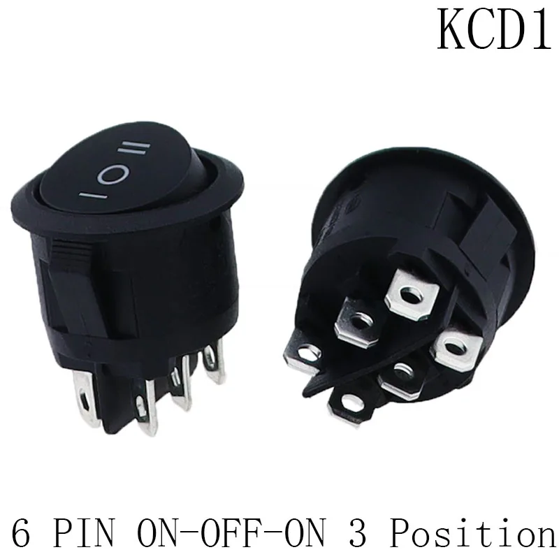 New-Rise1PC-KCD1-23mm-Diameter-Round-Rocker-Switches-6-PIN-ON-OFF-ON-3 ...