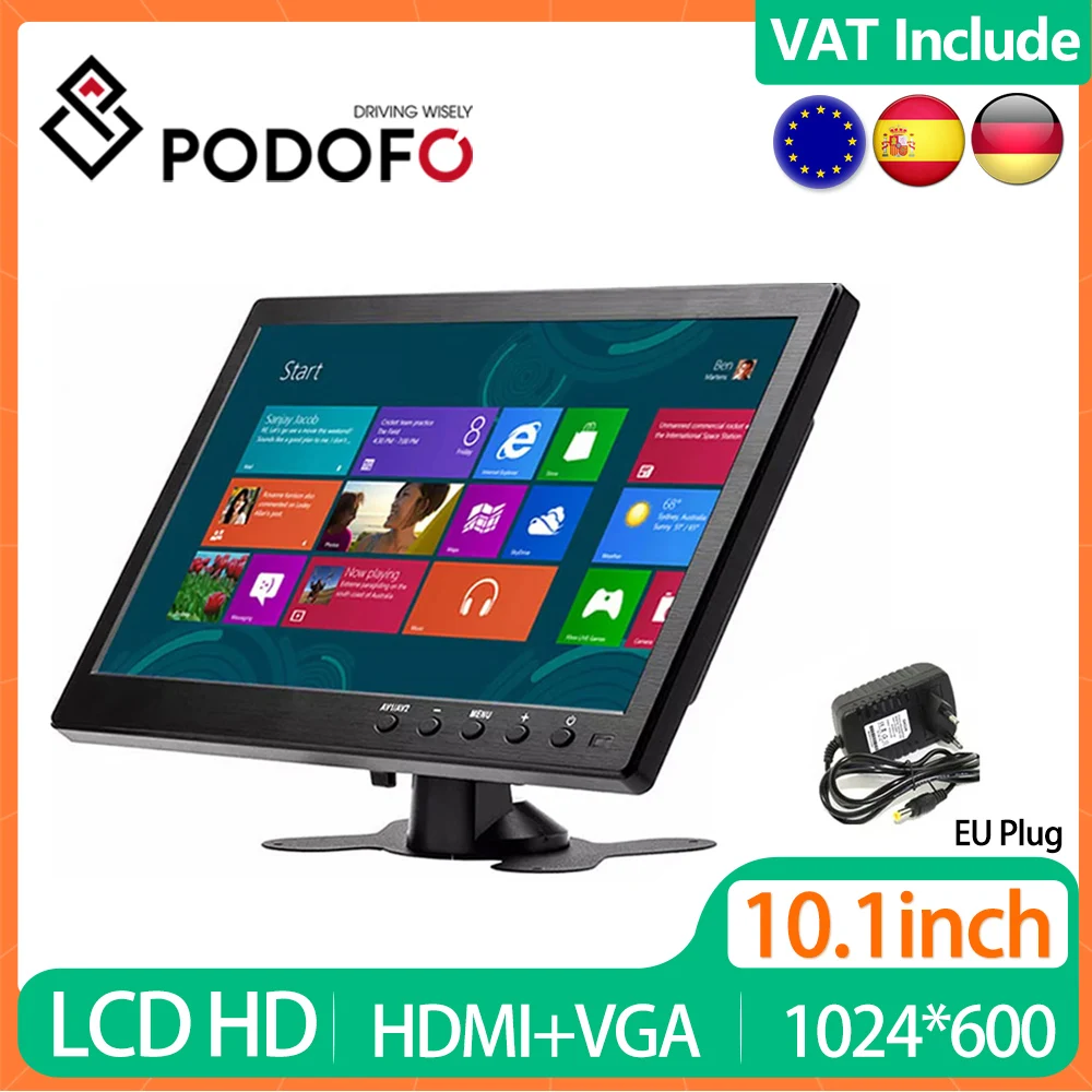 Podofo-10-1-Portable-Monitor-Mini-TV-Computer-LCD-HD-Screen-Display ...
