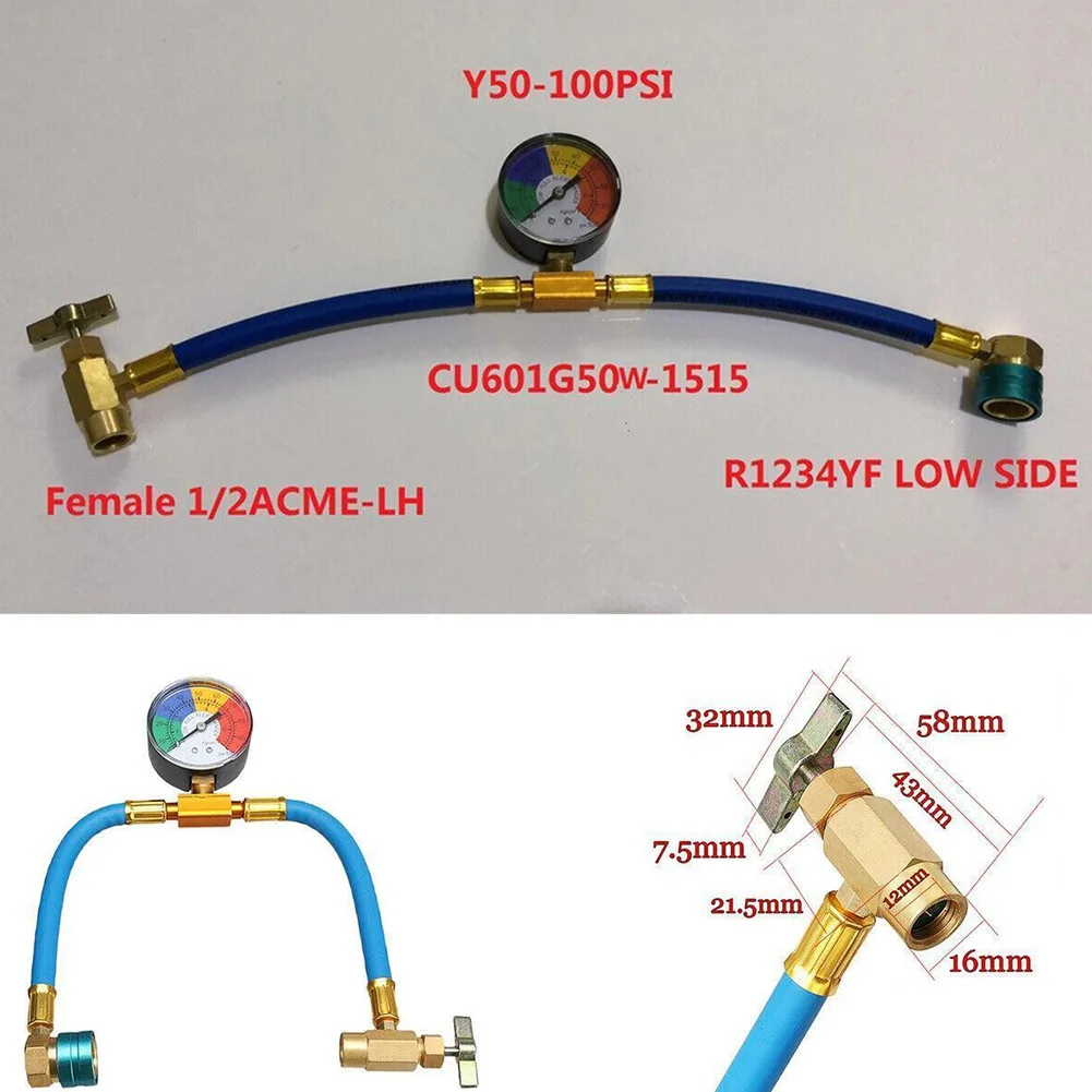 A/C R-1234yf Charging Hose With Manifold Gauge Coupler Kit For Car Air ...