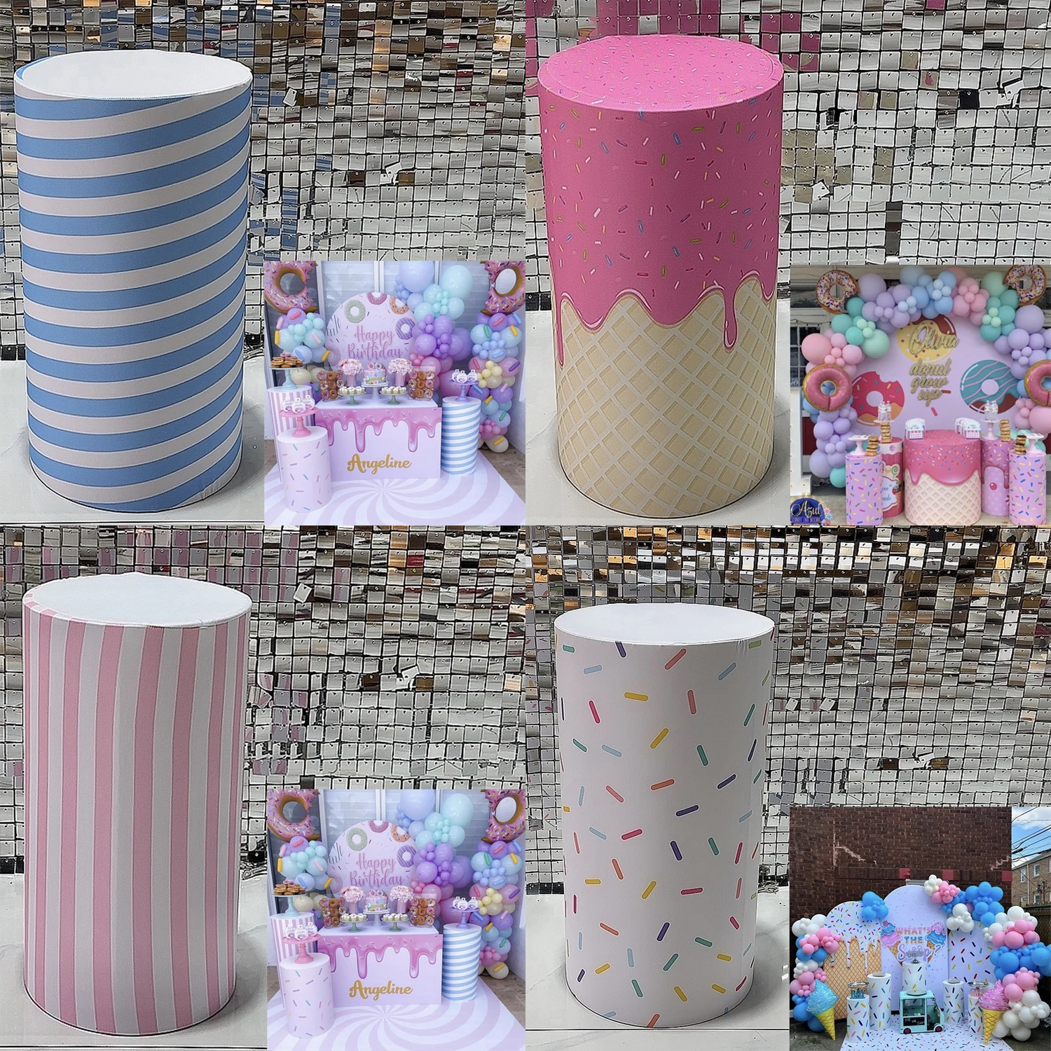 Baby-Birthday-Party-Props-Elastic-Fabric-Cylinder-Pedestal-Plinth-Cover ...