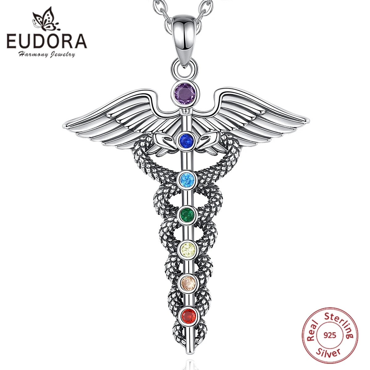 Eudora-925-Sterling-Silver-Caduceus-Necklace-for-Men-Women-Double-Snake ...