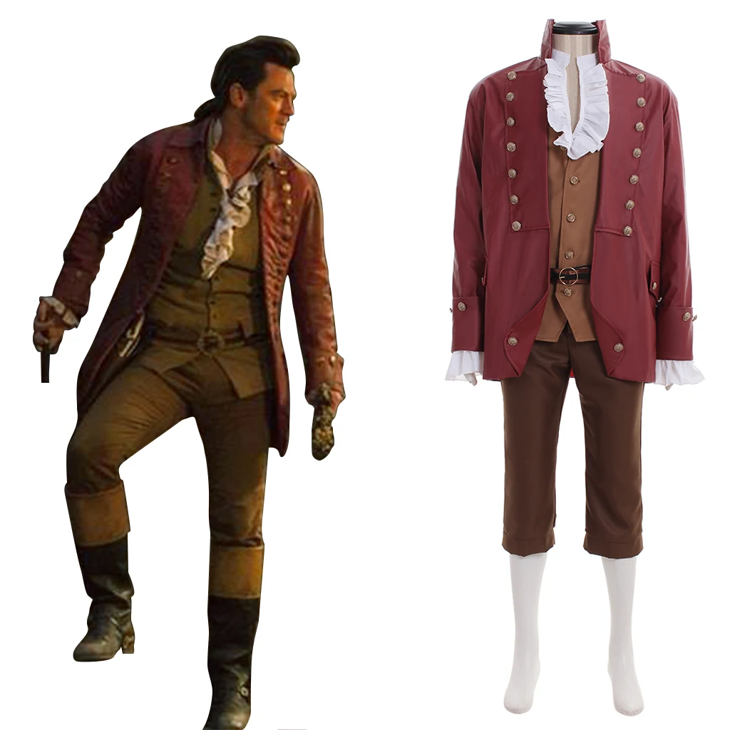 Prince Gaston Cosplay Costume Man's Top Pants Jacket Suit Halloween ...