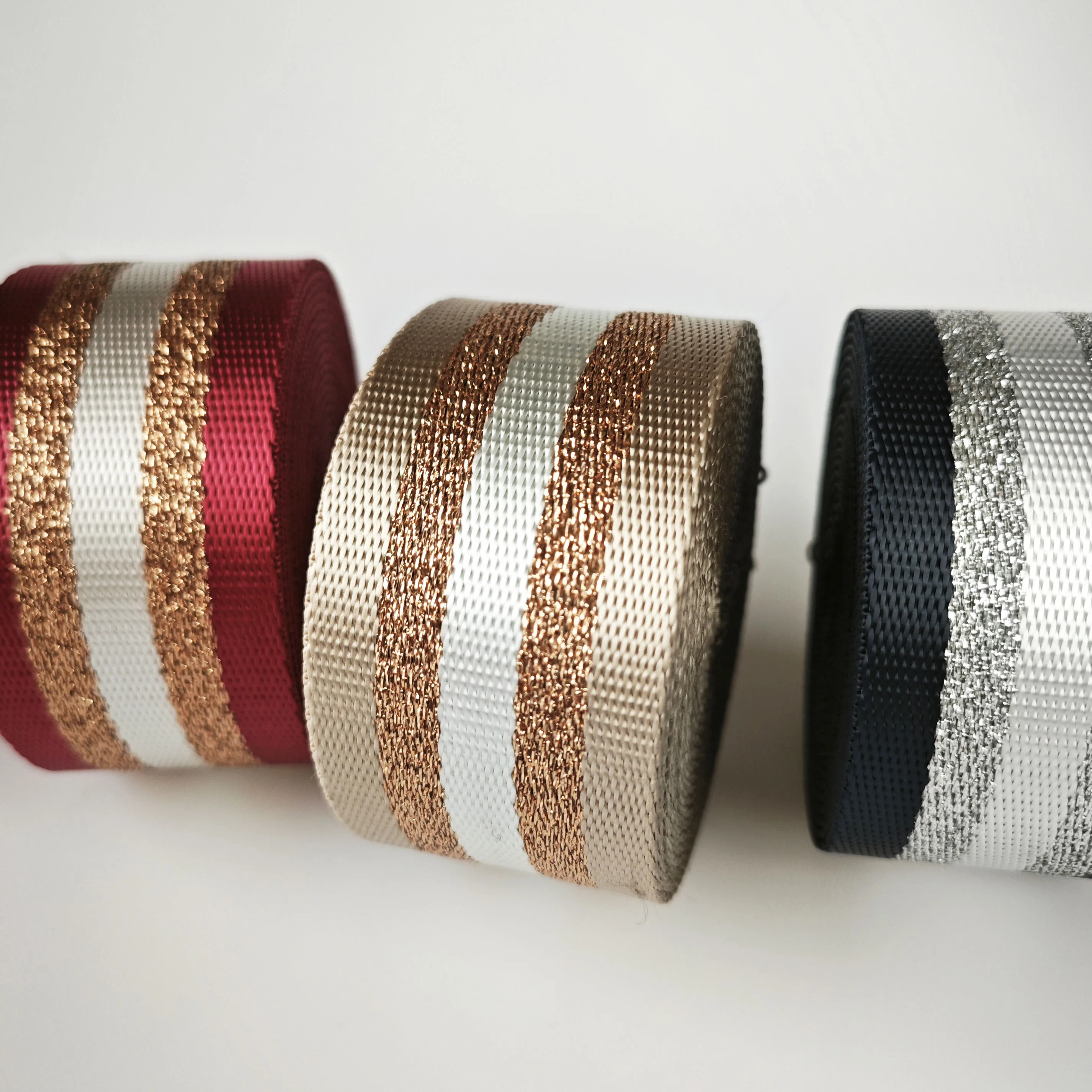 1-5inch-Wide-3-Yards-Metallic-Golden-Silver-Strip-Webbing-Strap-For-Bag ...