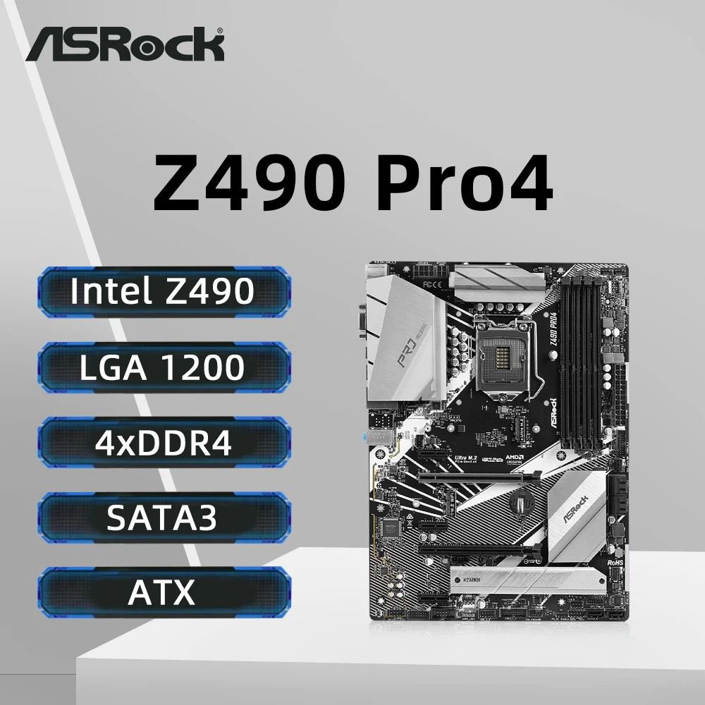 Placa-base-ASRock-Z490-PRO4-compatible-con-i9-10900KF-10850K-i7-10700KF ...