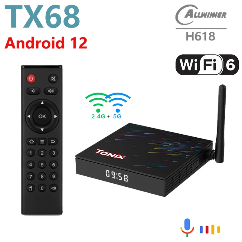 Tx68 caixa de tv inteligente android 12 allwinner h618 wifi6 2.4g 5g ...