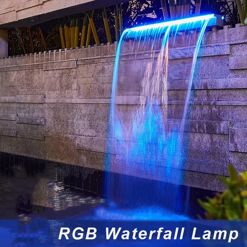 Acrylic-Waterfall-Lights-Decor-Water-Curtain-Wall-Spout-Outdoor-Spa ...
