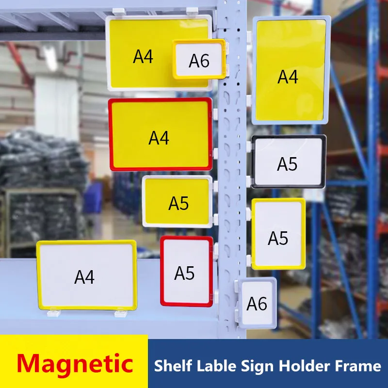 5-Pieces-A5-148x210mm-Magnetic-Shelf-Classification-Label-Sign-Holder ...