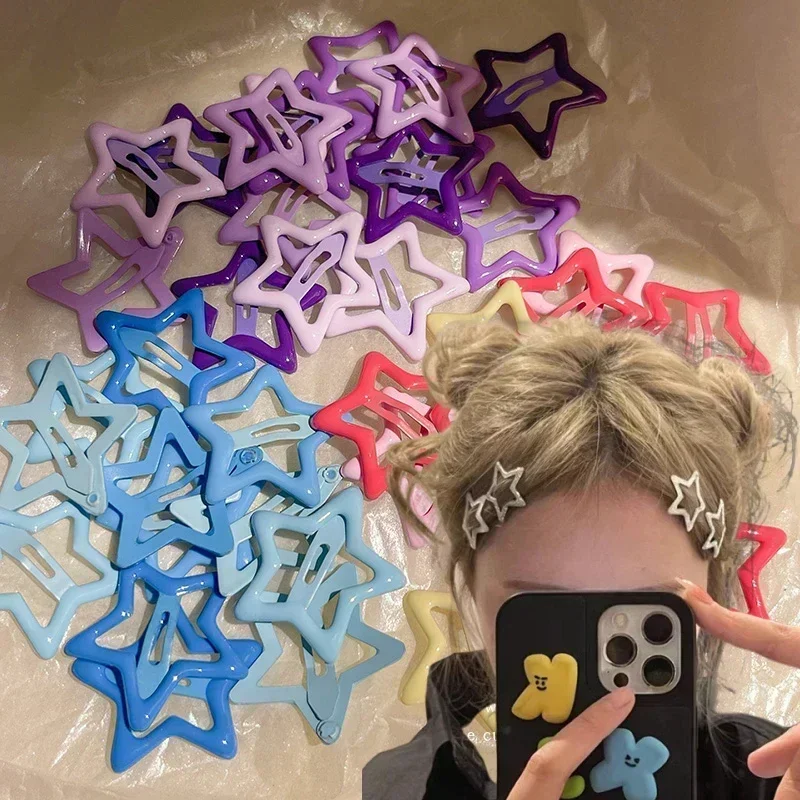 1PC Colorful Y2K Star BB Hair Clips Women Grils Cute Metal Star ...