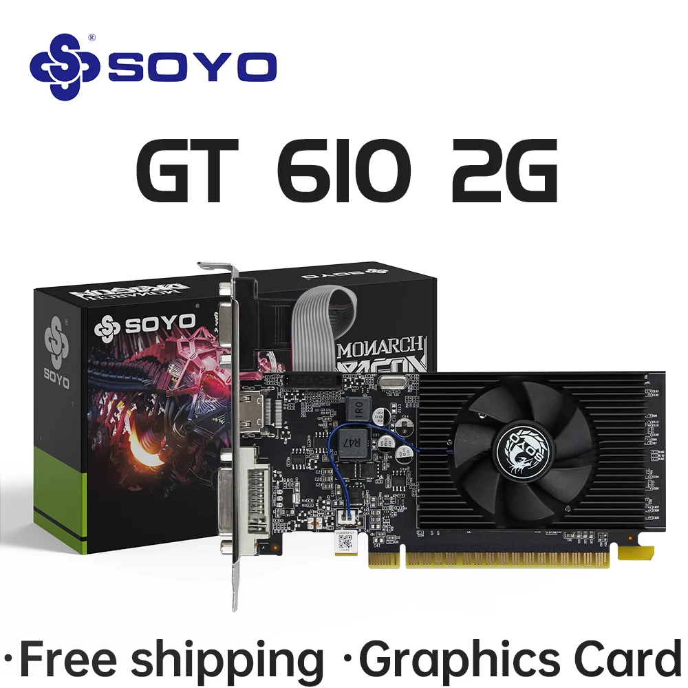 SOYO NVIDIA GPU GT 610 2G tarjeta gráfica de media altura DDR3 64Bit ...