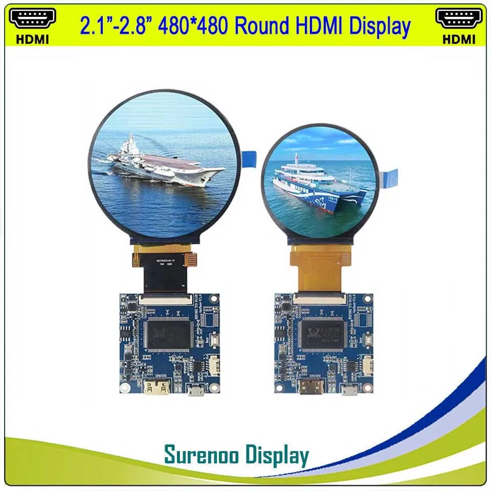 2.1" 2.8" 480X480 Round Circle HDMI-compatible to RGB IPS LCD Module ...