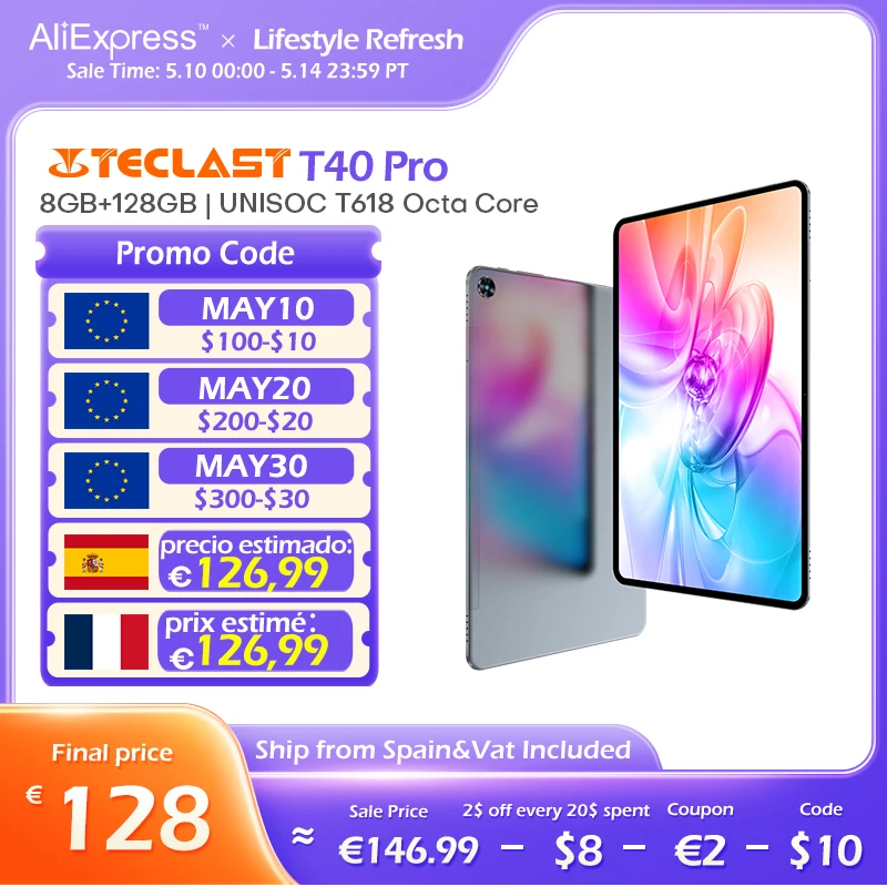 Teclast t40 pro 10.4 Polegada tablet 8gb ram 128gb rom 2000x1200 unisoc ...