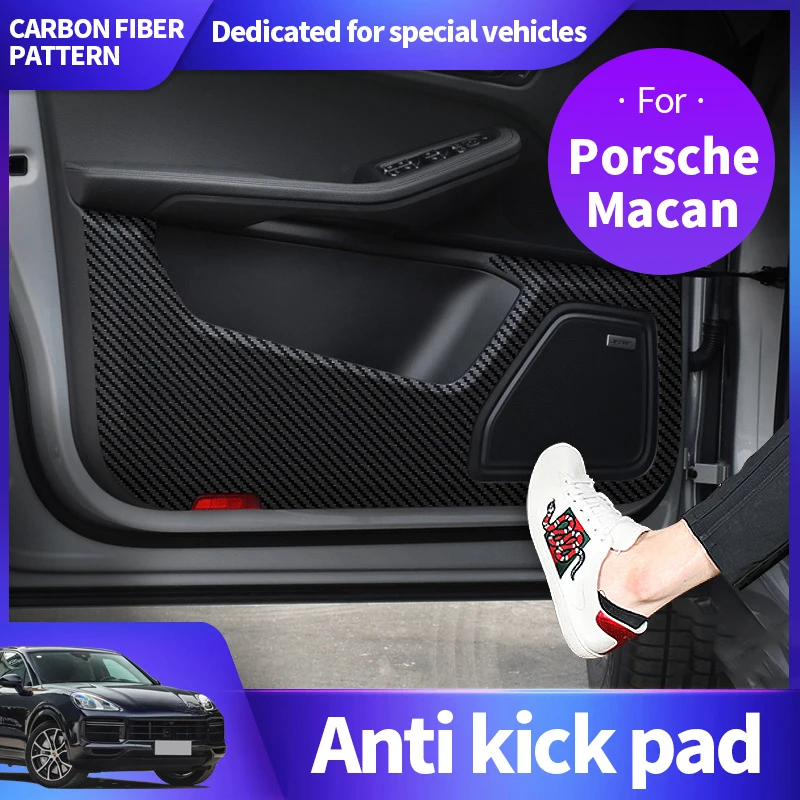 4PCS-Leather-Carbon-Fiber-Car-Door-Kick-Pad-Car-Door-Anti-fouling-Pad ...