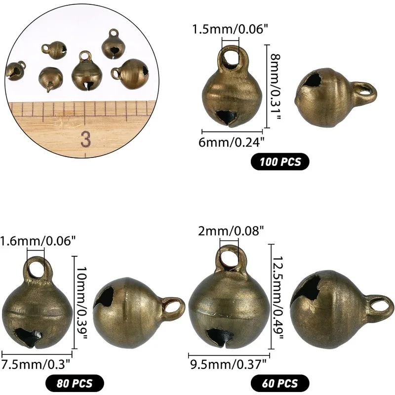 Bells For Crafts 240-Pack Mixed Size Jingle Bells - Antique Bronze ...