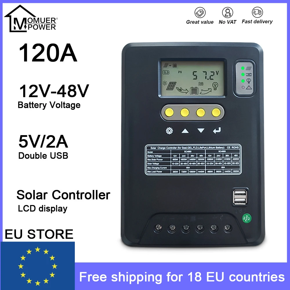 60A80A100A120A-Solar-Controller-LCD-Display-Battery-Voltage-12V24V48V36V-AUTO-Dual-USB-PV-Charge ...