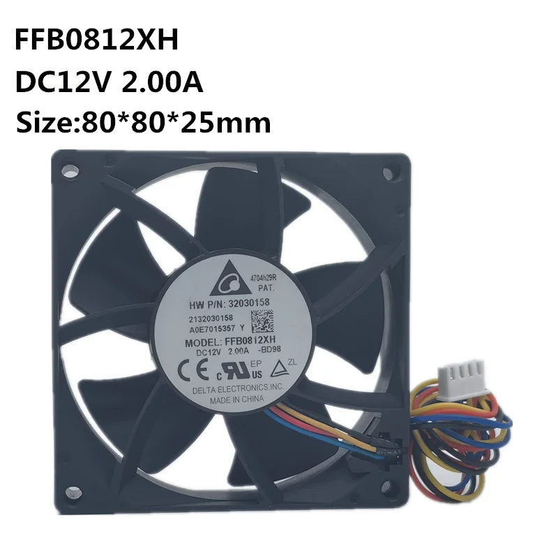original for Delta 4-wire PWM server chassis fan FFB0812XH 12V 2.0A 8025 8CM high air volume ...