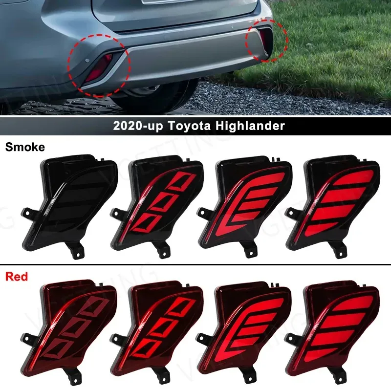 Rear-Bumper-Reflector-For-Toyota-Highlander-2020-2021-LED-Fog-Lamp-Red ...