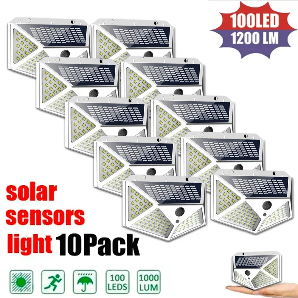 1-8-Pack-Solar-Lights-Outdoor-Wireless-100-LED-Solar-Motion-Sensor ...