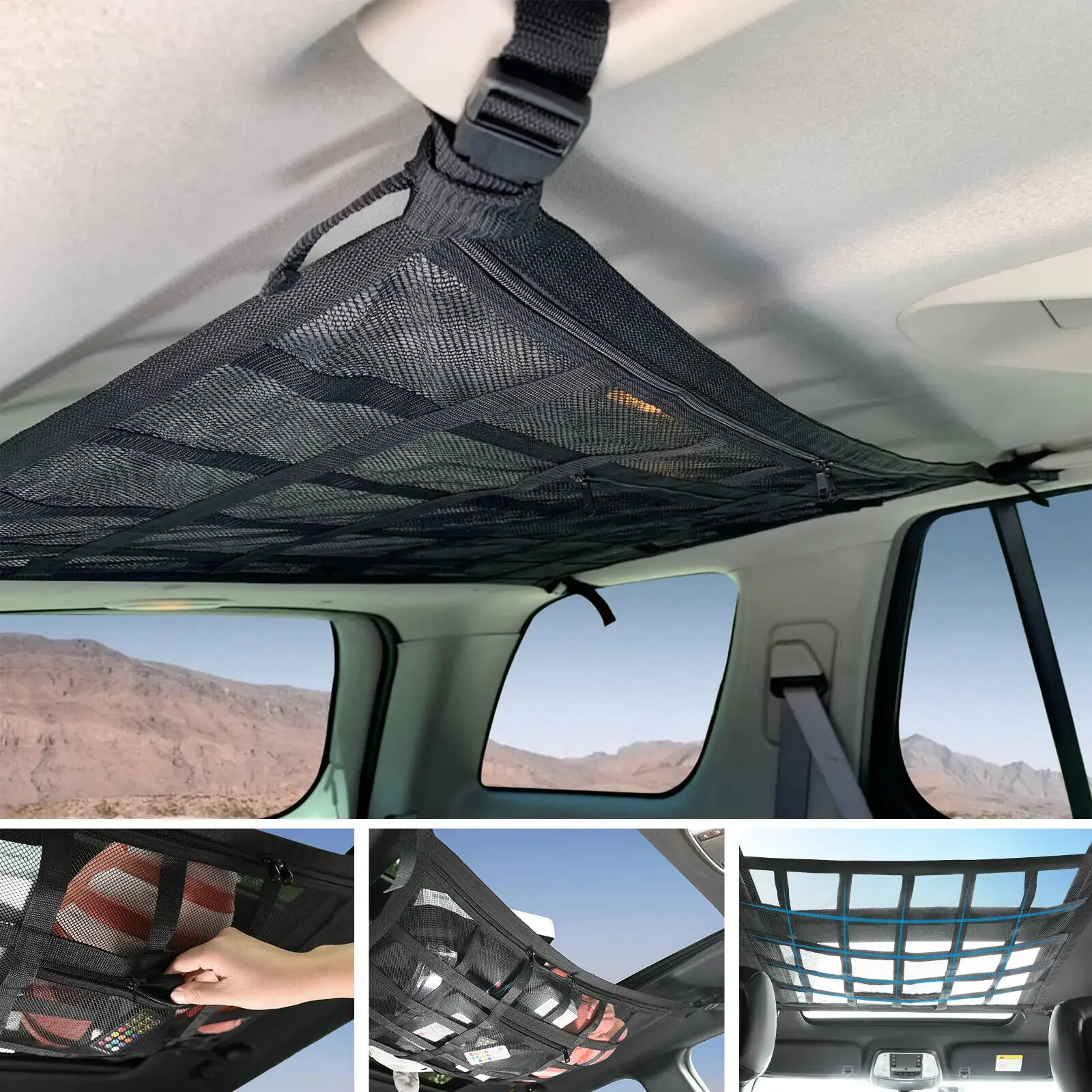 Car Roof Top Ceiling Cargo Net Pocket Mesh Organizer Bag Universal ...