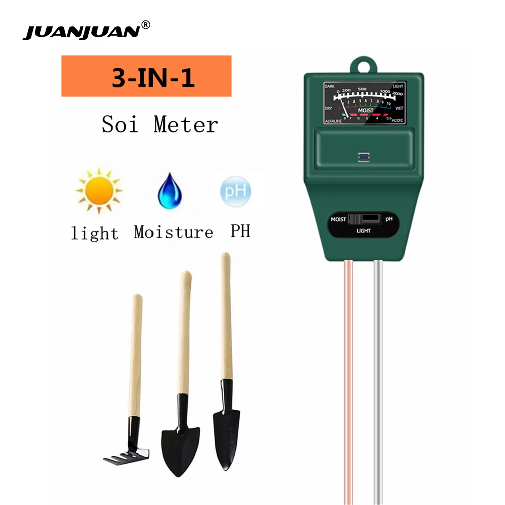 3 In 1 Soil Meter Moisture Ph Sunlight Tester Flower Meter Flowers Kits ...