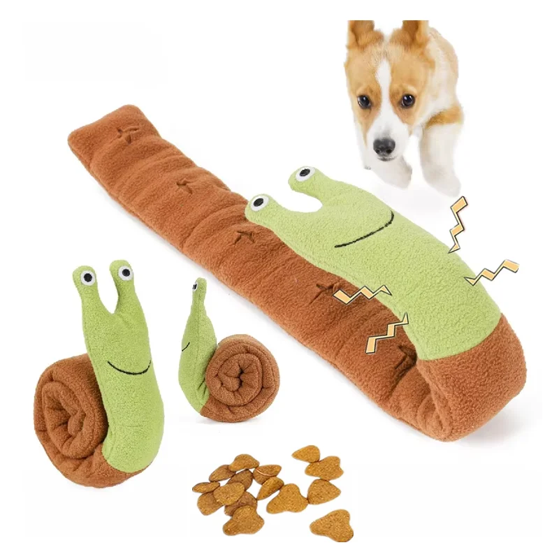Plush Dog Puzzle Chewing Snails Bite Toy Puppy Squeaky Sounds Teeth ...
