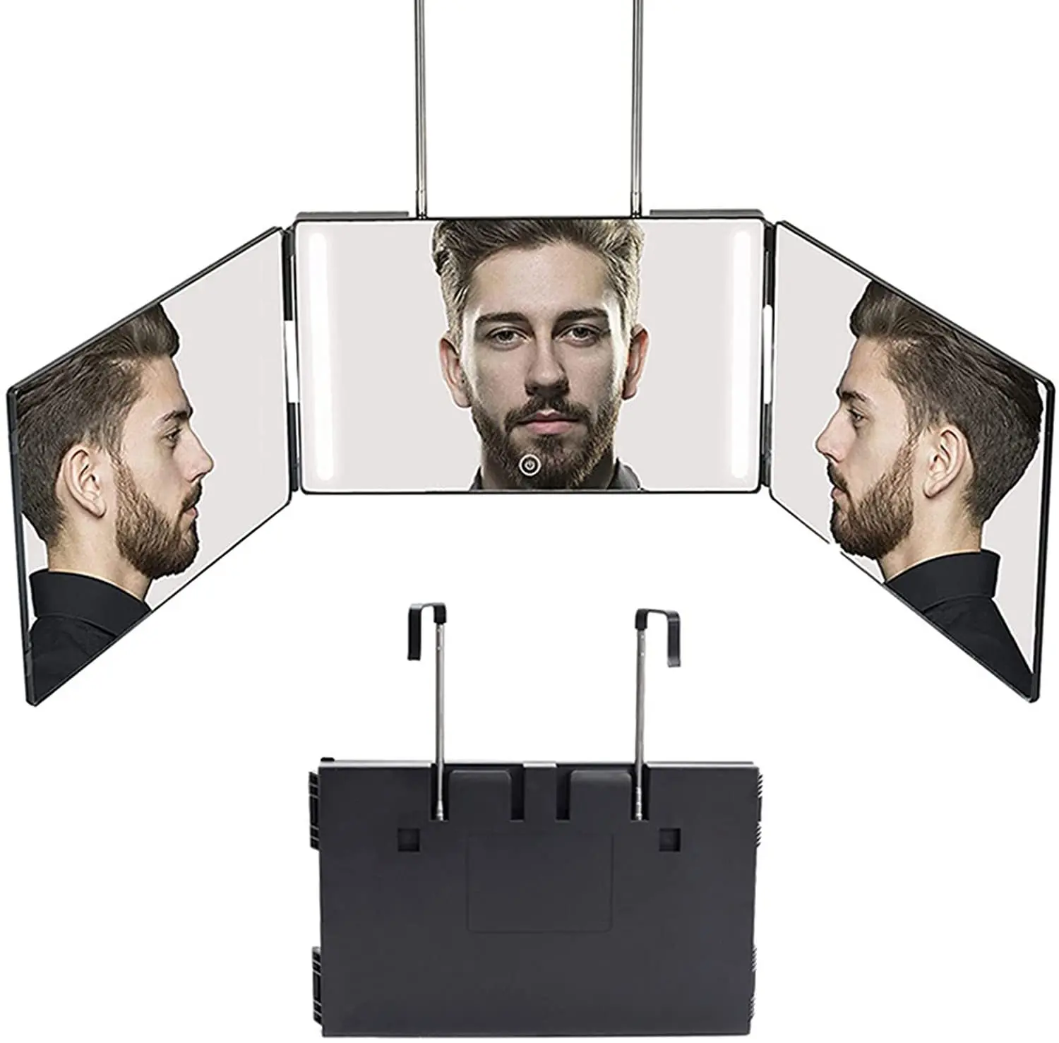 Barber-Mirror-Self-Cut-with-LED-Lights-Vanity-Mirror-360-Mirror-for ...