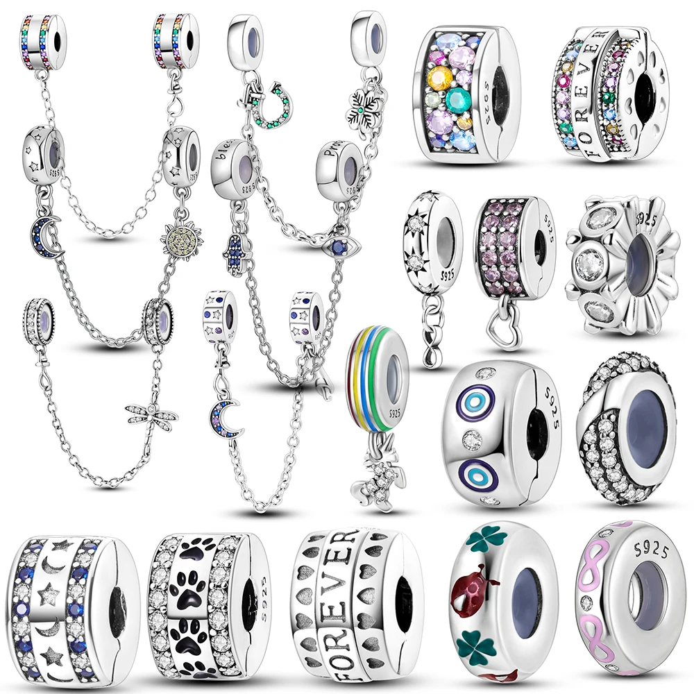 Plata-Cilp-Charm-Spacer-Bead-925-Sterling-Silver-Fit-Original-Pandora ...