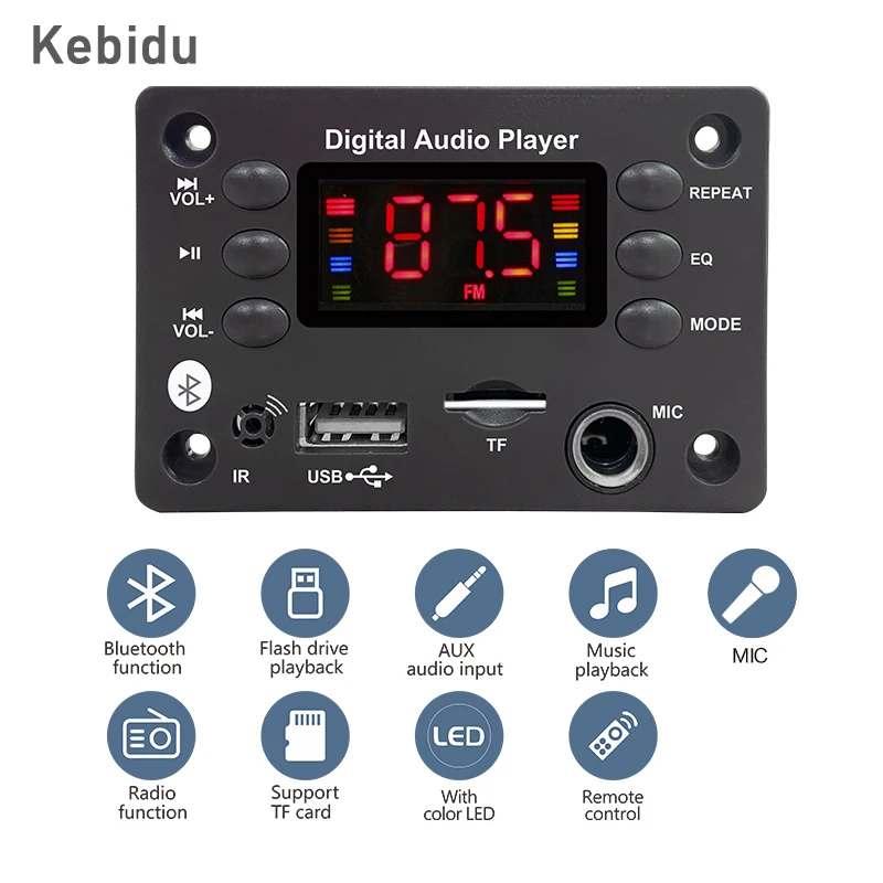 Bluetooth-5-3-MP3-Decoder-Board-DC-5V-12V-Wireless-Car-Audio-USB-TF-FM ...