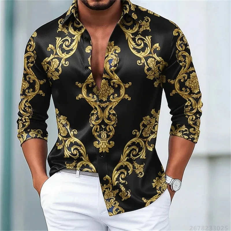 Men's Shirts Luxury Pattern Long Sleeve Shirts Fashionable Design Slim ...