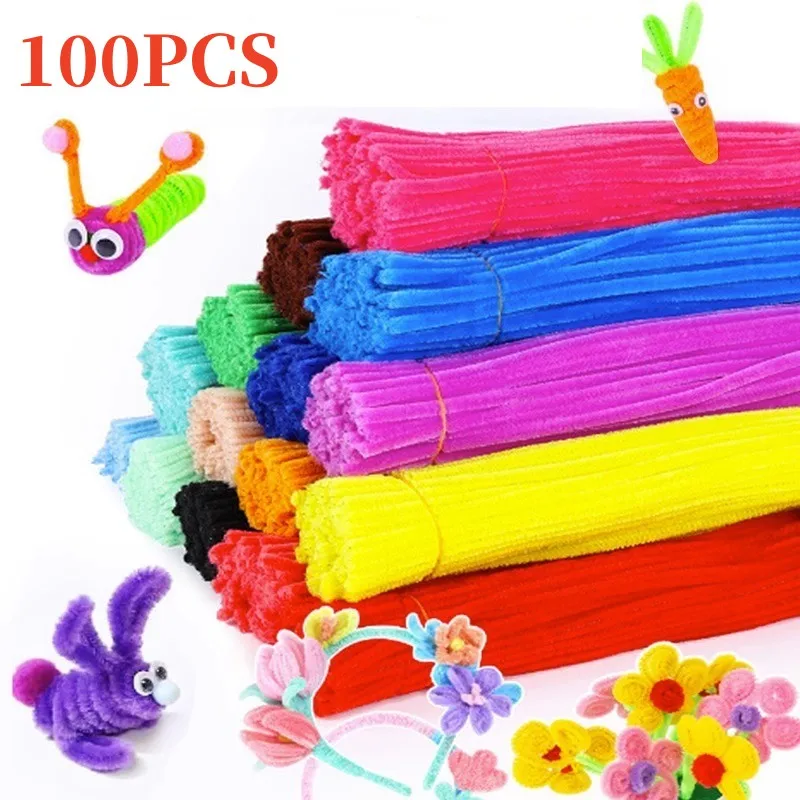 40-100pcs-DIY-Chenille-Stems-Wire-Pipe-Cleaners-Children-Educational ...