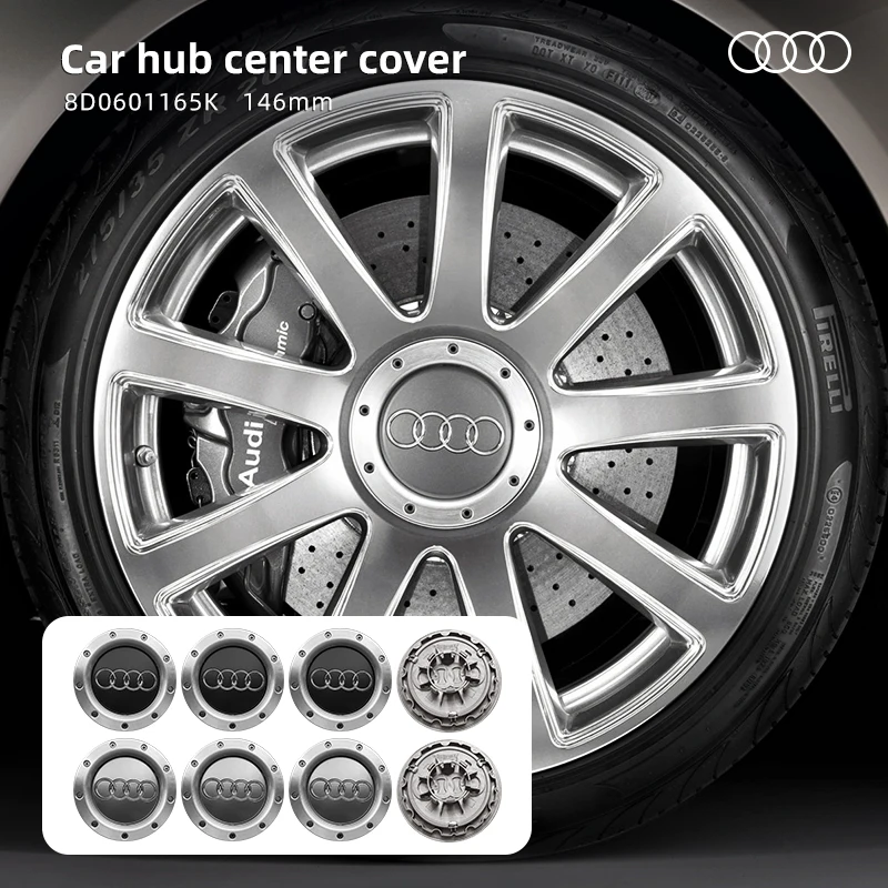4pcs-146mm-8D0601165K-Grey-Black-Wheel-Center-Hub-Caps-Rim-Caps-Emblems ...