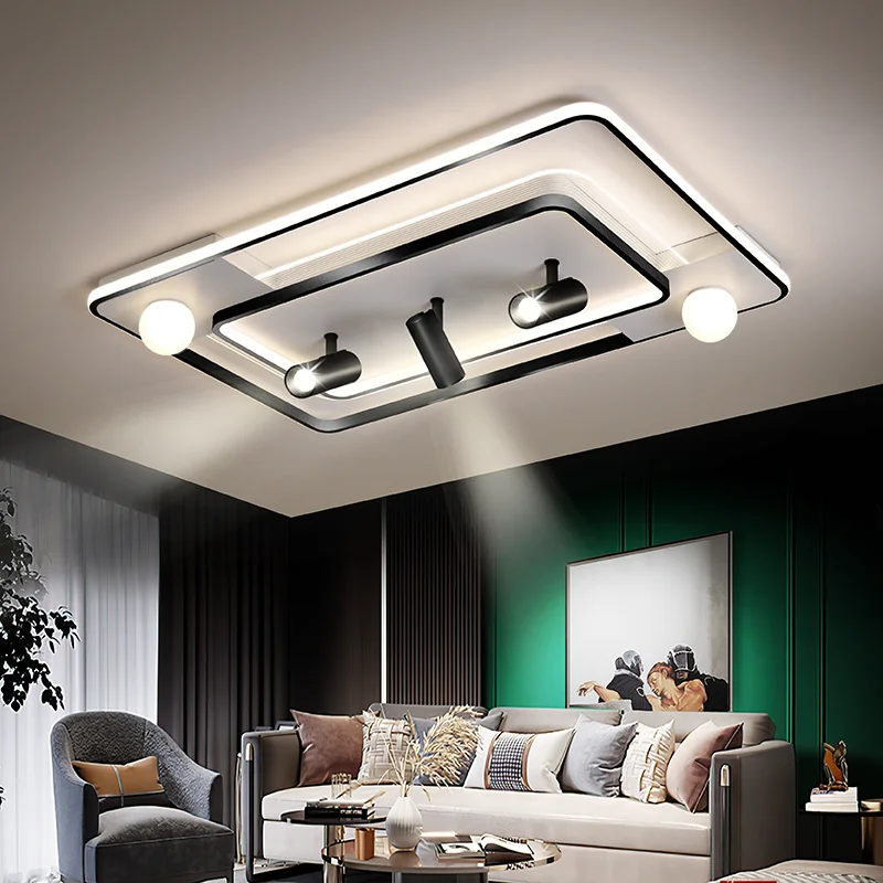 Led Rectangular Ceiling Lamps Modern Ceiling Lamp With Spotlight ...