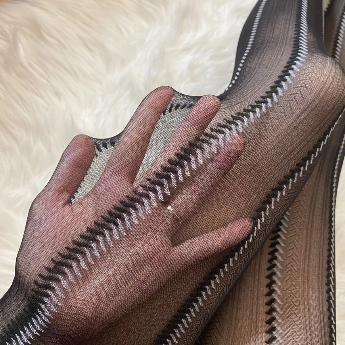 Fashion Black White Cross Striped Hottie Pantyhose Sexy Thin Sheer ...