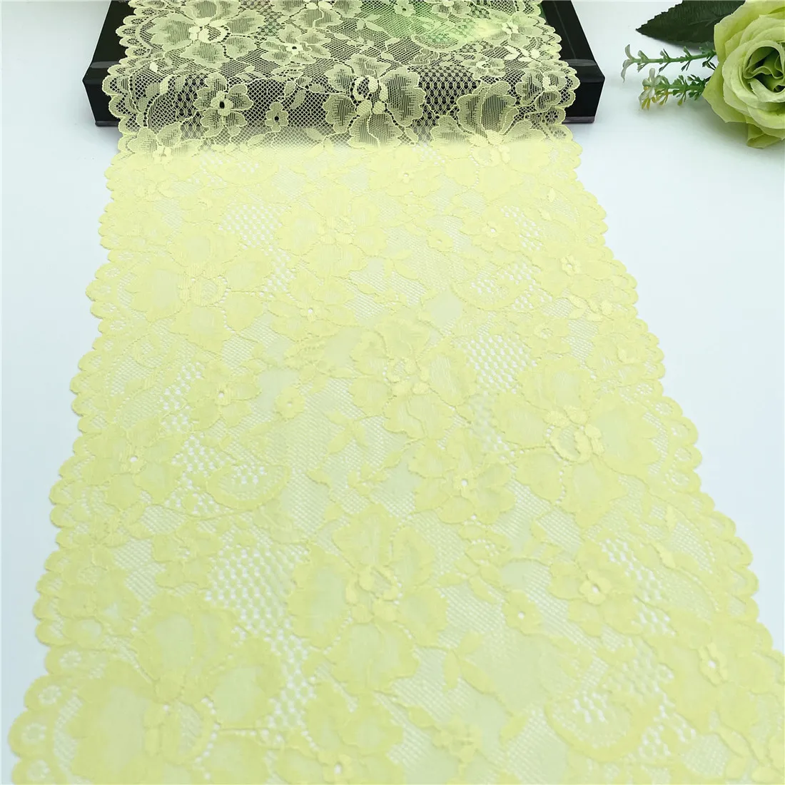 3y-lot-Width-9-1-2-in-24cm-Yellow-Elastic-Stretch-Lace-Trim-For ...