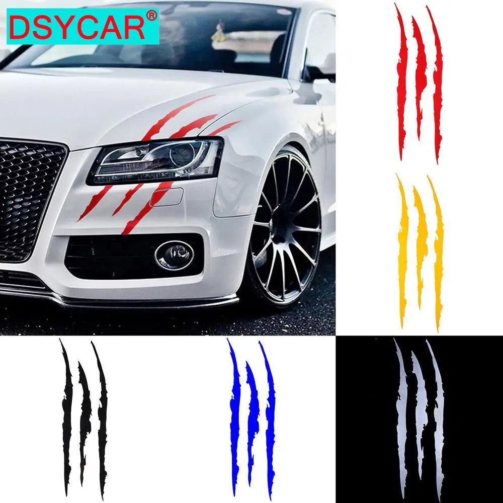 DSYCAR Auto Car Sticker Reflective Monster Claw Marks Scratch Stripe ...