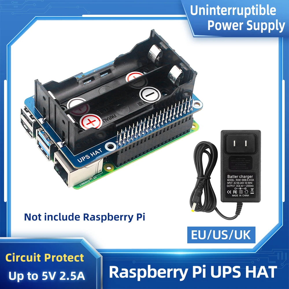 SHCHV fuente de alimentación ininterrumpida UPS HAT, salida de potencia estable de 5V para ...