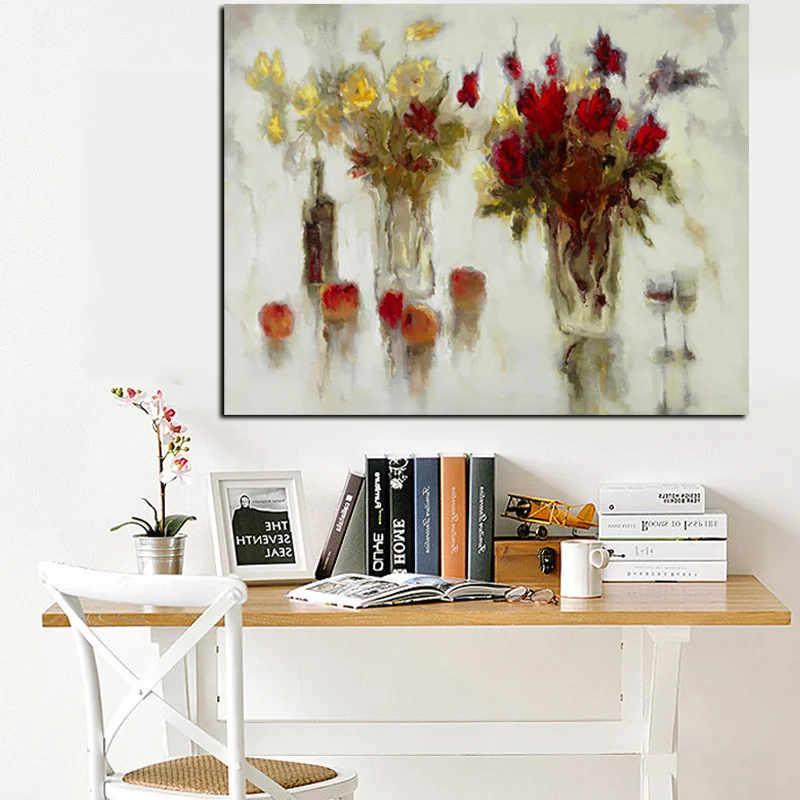 Home-Decoration-Flowers-In-Vase-Orchid-Poster-Oil-Art-Painting-Prints ...